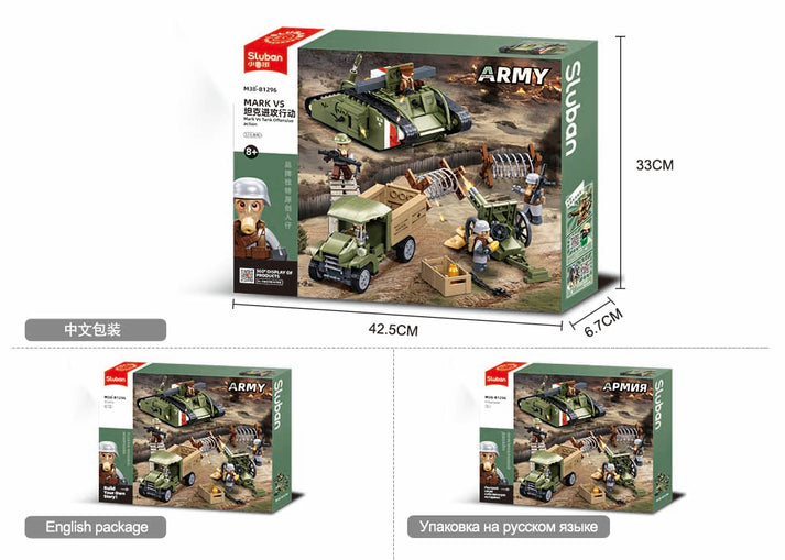 B1296 ARMY WW1 MARK V TANK OFFENSIVE 516 PCS – Sluban Australia